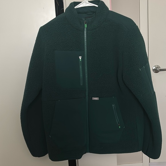 Figs | Jackets & Coats | Figs Sherpa Sweater Hunter Green | Poshmark